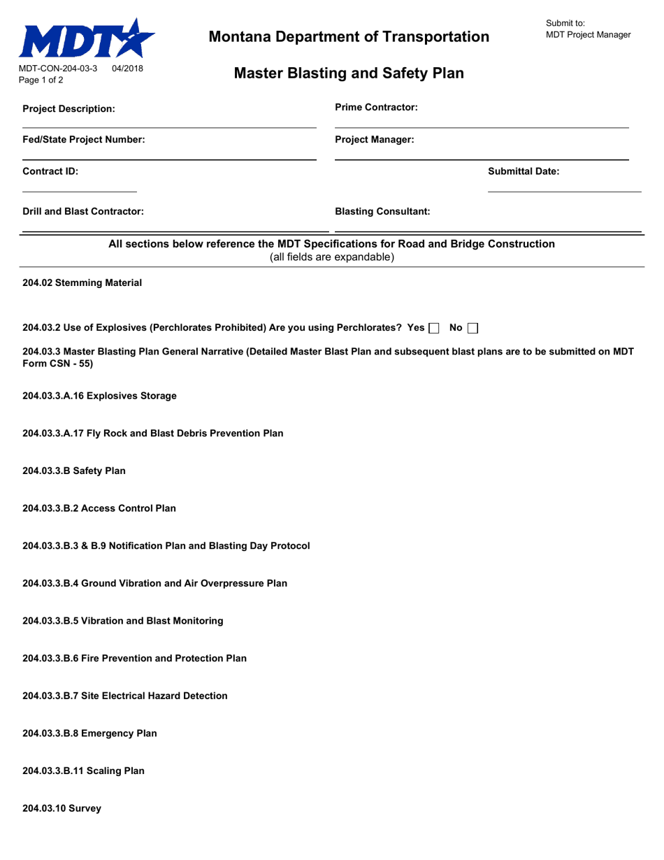 Form MDT-CON-204-03-3 - Fill Out, Sign Online and Download Fillable PDF ...