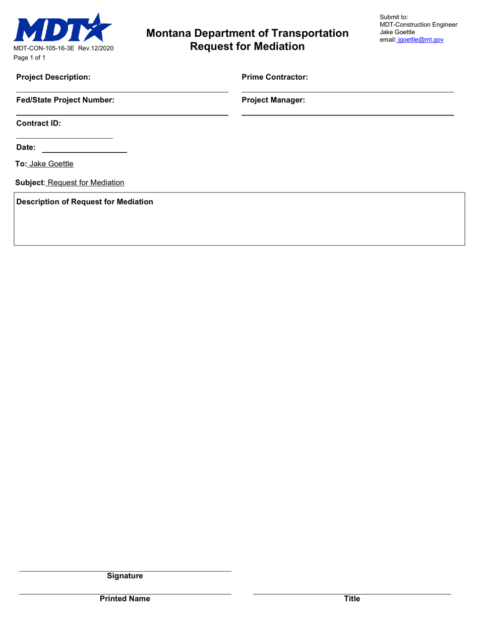 Form MDT-CON-105-16-3E - Fill Out, Sign Online and Download Fillable ...