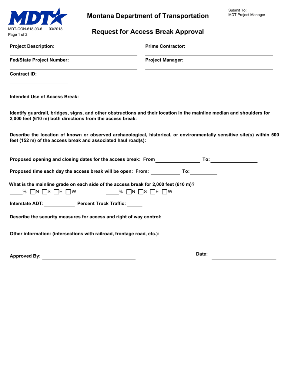 Form MDT-CON-618-03-6 - Fill Out, Sign Online and Download Fillable PDF ...