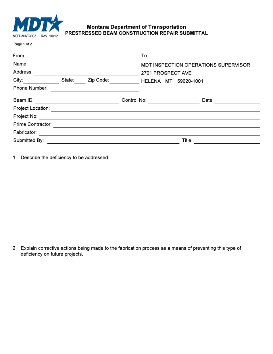 Form MDT-MAT-003 - Fill Out, Sign Online and Download Fillable PDF ...