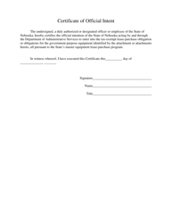 Nebraska Certificate of Official Intent Download Fillable PDF ...