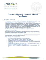 Nebraska Covid-19 Temporary Alternative Worksite Agreement - Fill Out ...