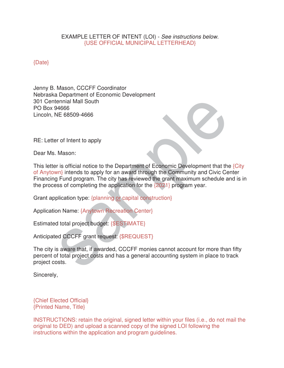 Nebraska Letter of Intent (Loi) - Sample - Fill Out, Sign Online and ...