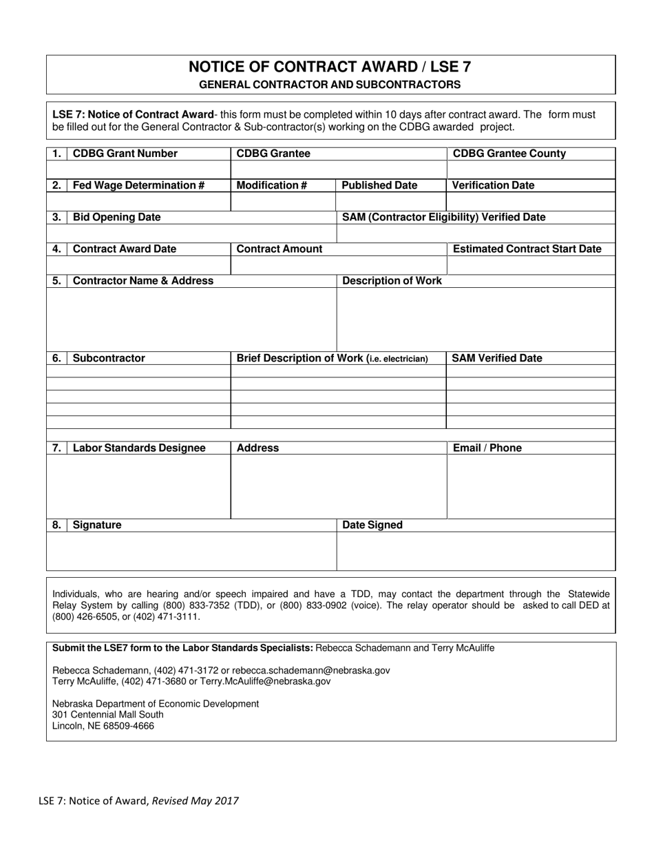 Form LSE7 - Fill Out, Sign Online and Download Fillable PDF, Nebraska ...