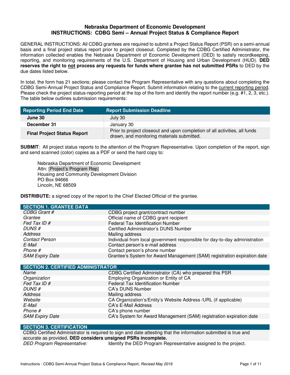 Download Instructions for Cdbg Semi-annual Project Status & Compliance Report PDF | Templateroller