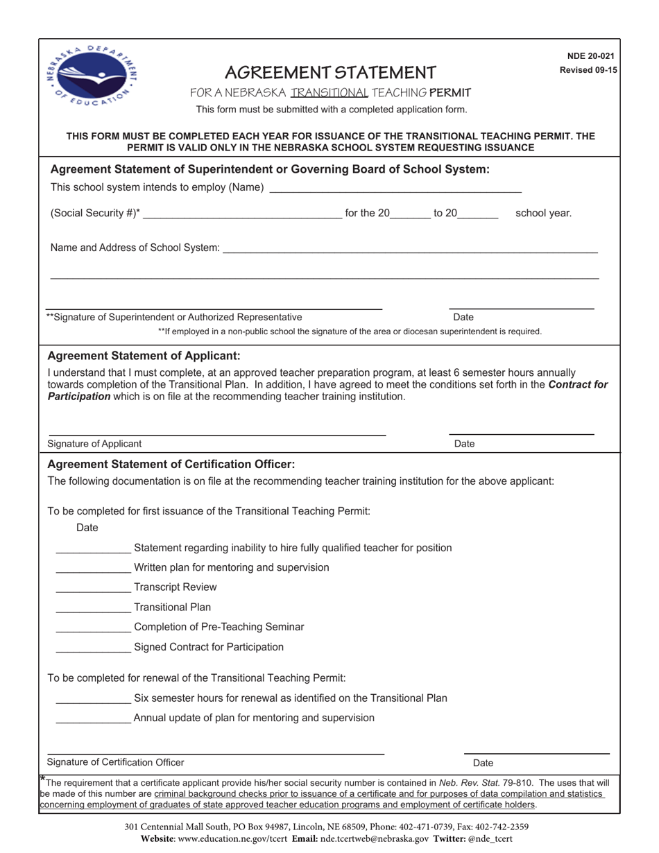 NDE Form 20-021 - Fill Out, Sign Online and Download Fillable PDF ...