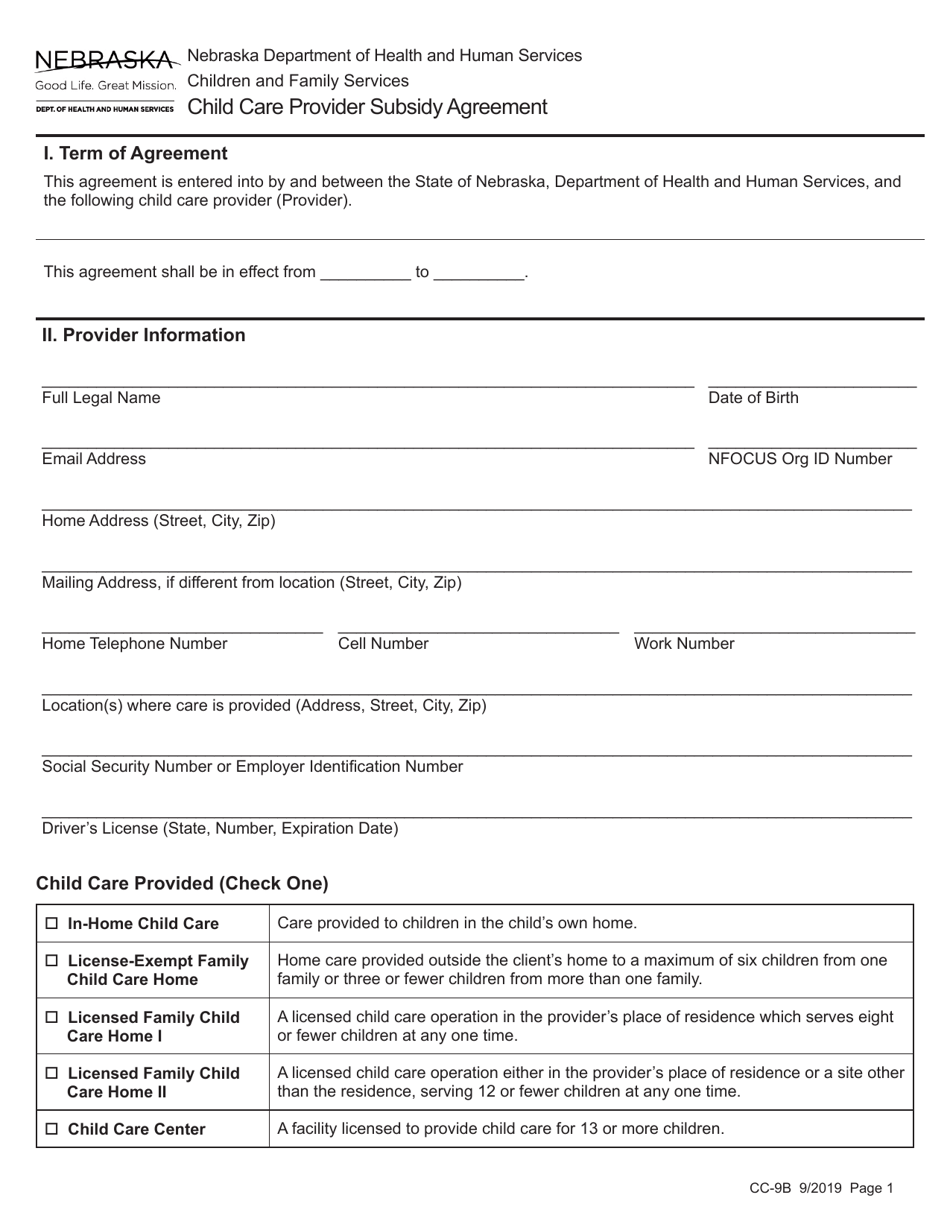 Form CC-9B - Fill Out, Sign Online and Download Fillable PDF, Nebraska ...