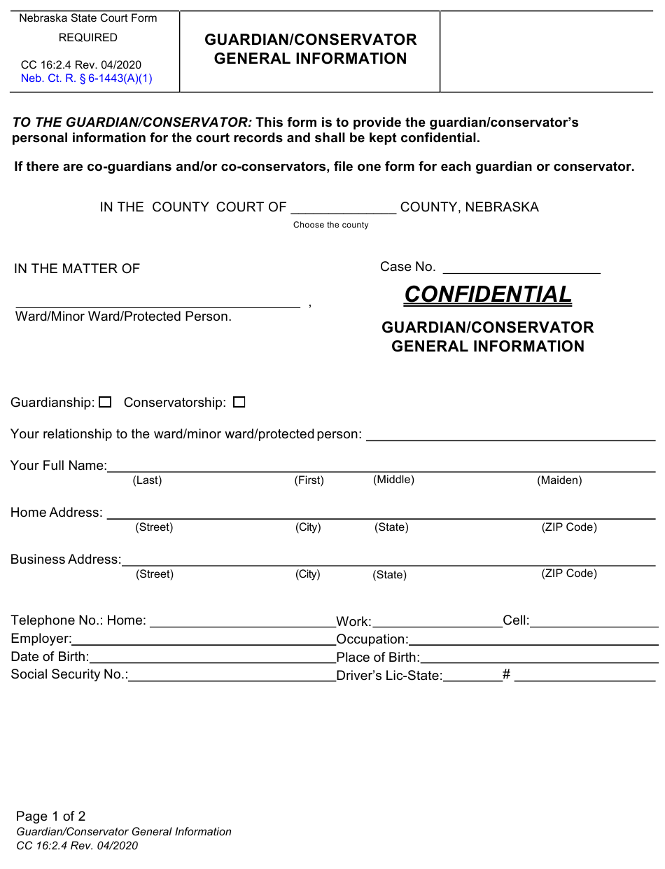 Form CC16:2.4 Download Fillable PDF or Fill Online Guardian/Conservator ...