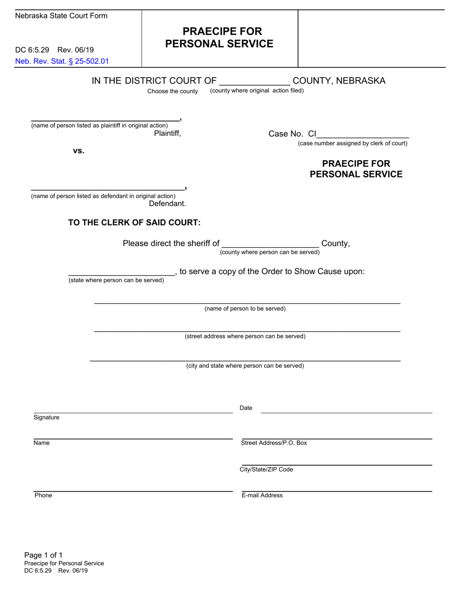 Form DC6:5.29 - Fill Out, Sign Online and Download Fillable PDF ...