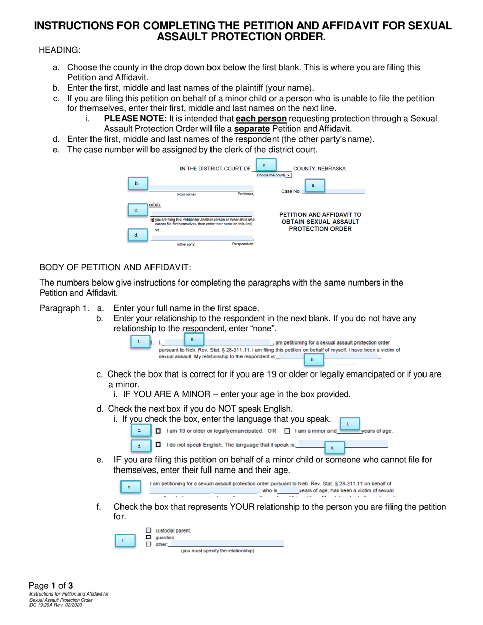 Download Instructions for Form DC19:29 Petition and Affidavit to Obtain ...