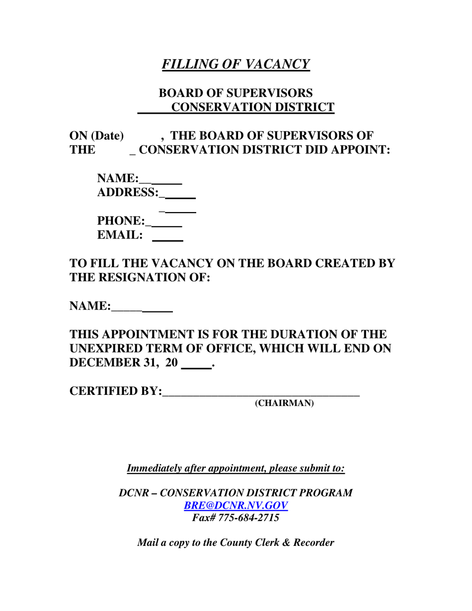 Nevada Filling of Vacancy - Fill Out, Sign Online and Download PDF ...