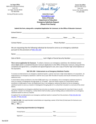 Nevada Emergency Substitute Request Download Fillable PDF | Templateroller
