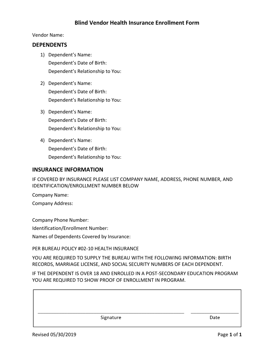 Nevada Blind Vendor Health Insurance Enrollment Form - Fill Out, Sign ...