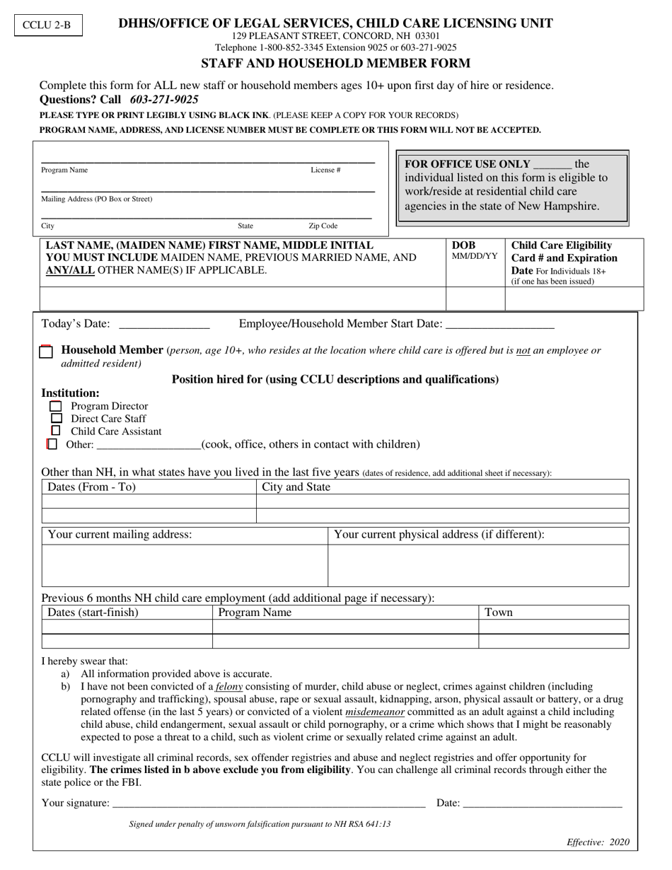 Form CCLU2-B - Fill Out, Sign Online and Download Fillable PDF, New ...