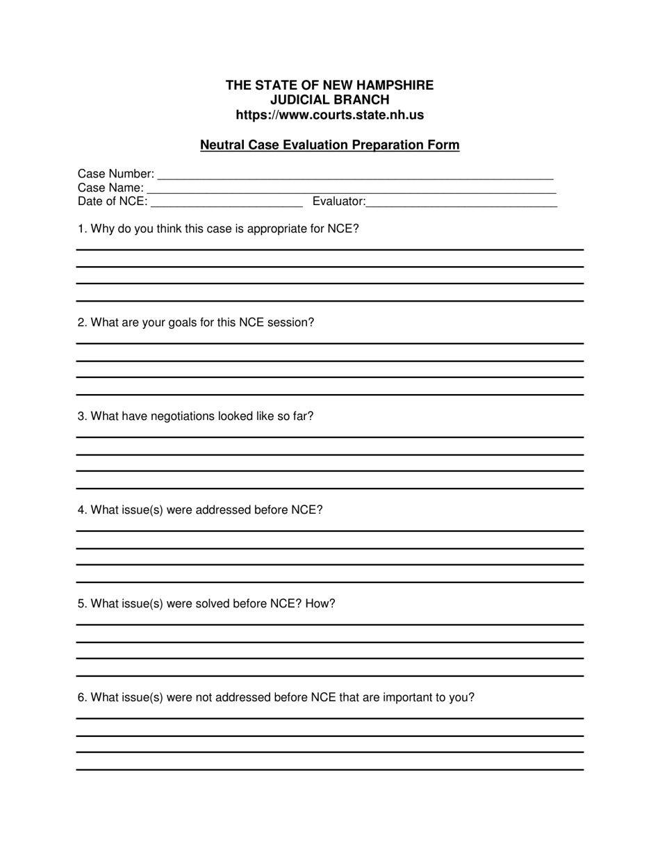 New Hampshire Neutral Case Evaluation Preparation Form - Fill Out, Sign ...