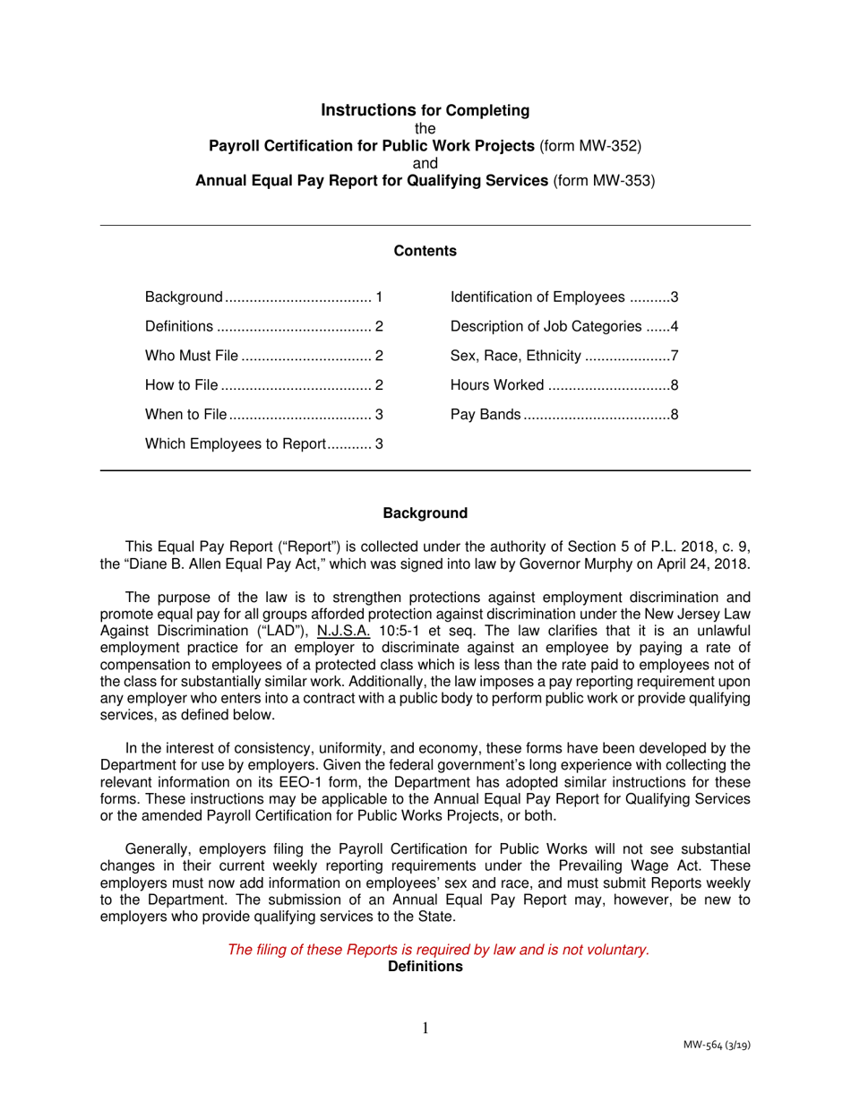 Download Instructions for Form MW-352, MW-353 PDF | Templateroller
