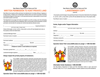 New Mexico Written Permission to Hunt Private Land Download Fillable ...