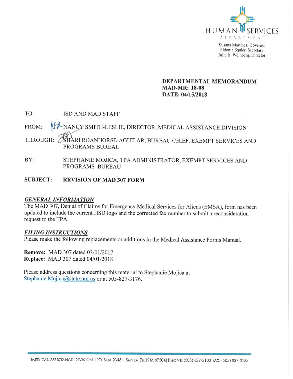 Form MAD307 - Fill Out, Sign Online and Download Printable PDF, New ...
