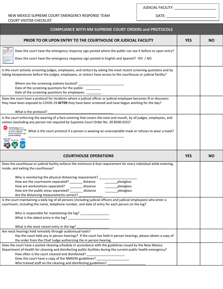 New Mexico Court Visitor Checklist - Fill Out, Sign Online and Download ...