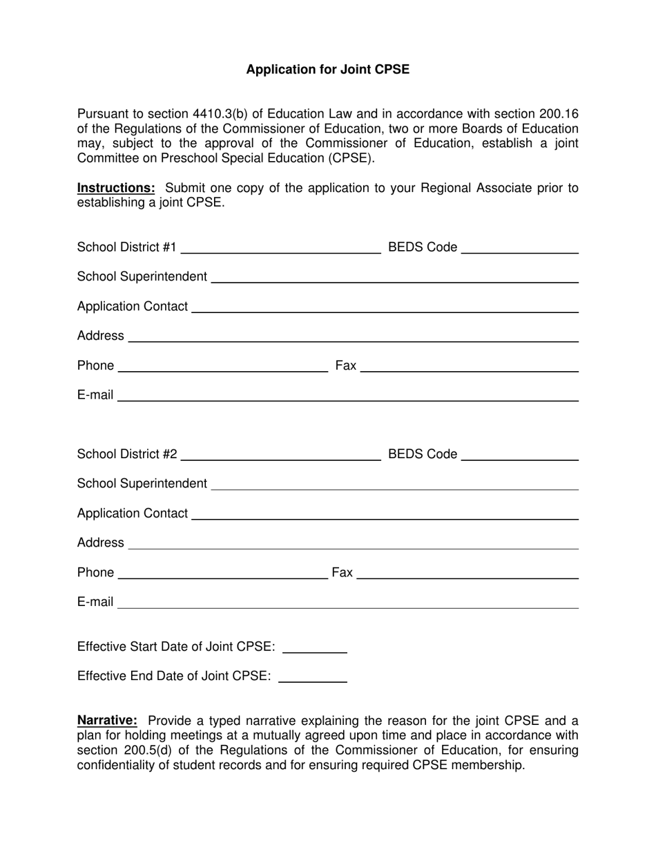 New York Application for Joint Cpse - Fill Out, Sign Online and ...