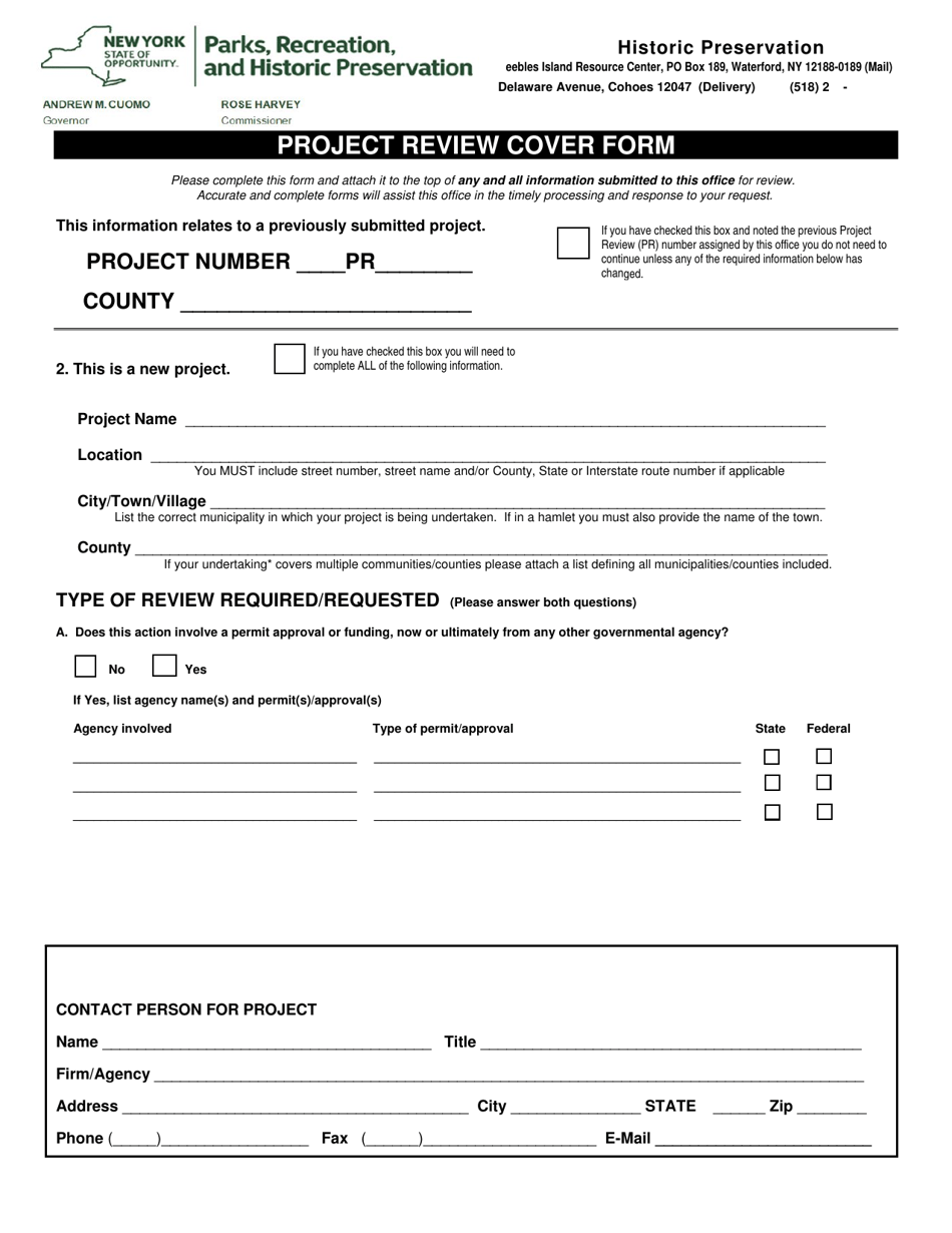 New York Project Review Cover Form - Fill Out, Sign Online and Download ...