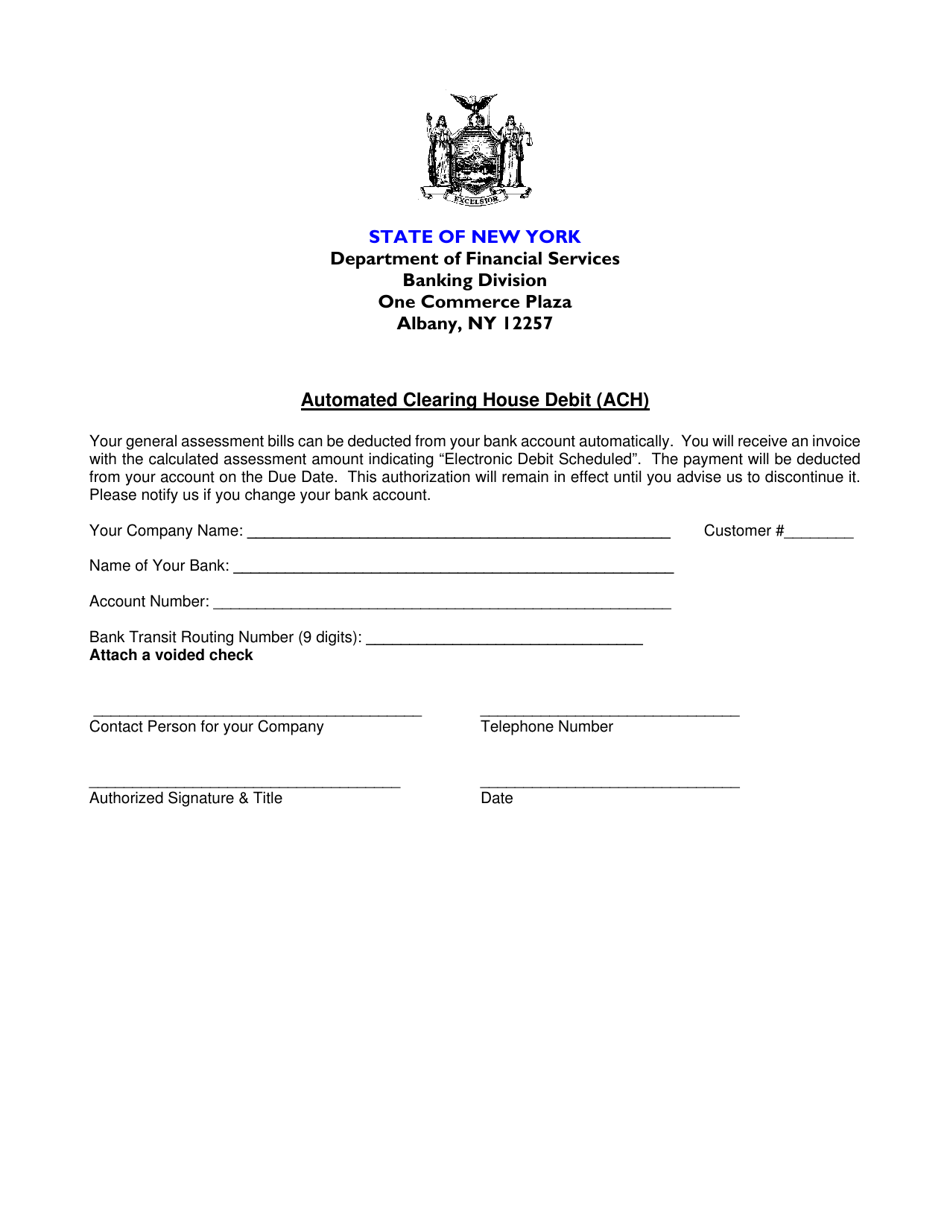 New York Automated Clearing House Debit (ACH) - Fill Out, Sign Online ...