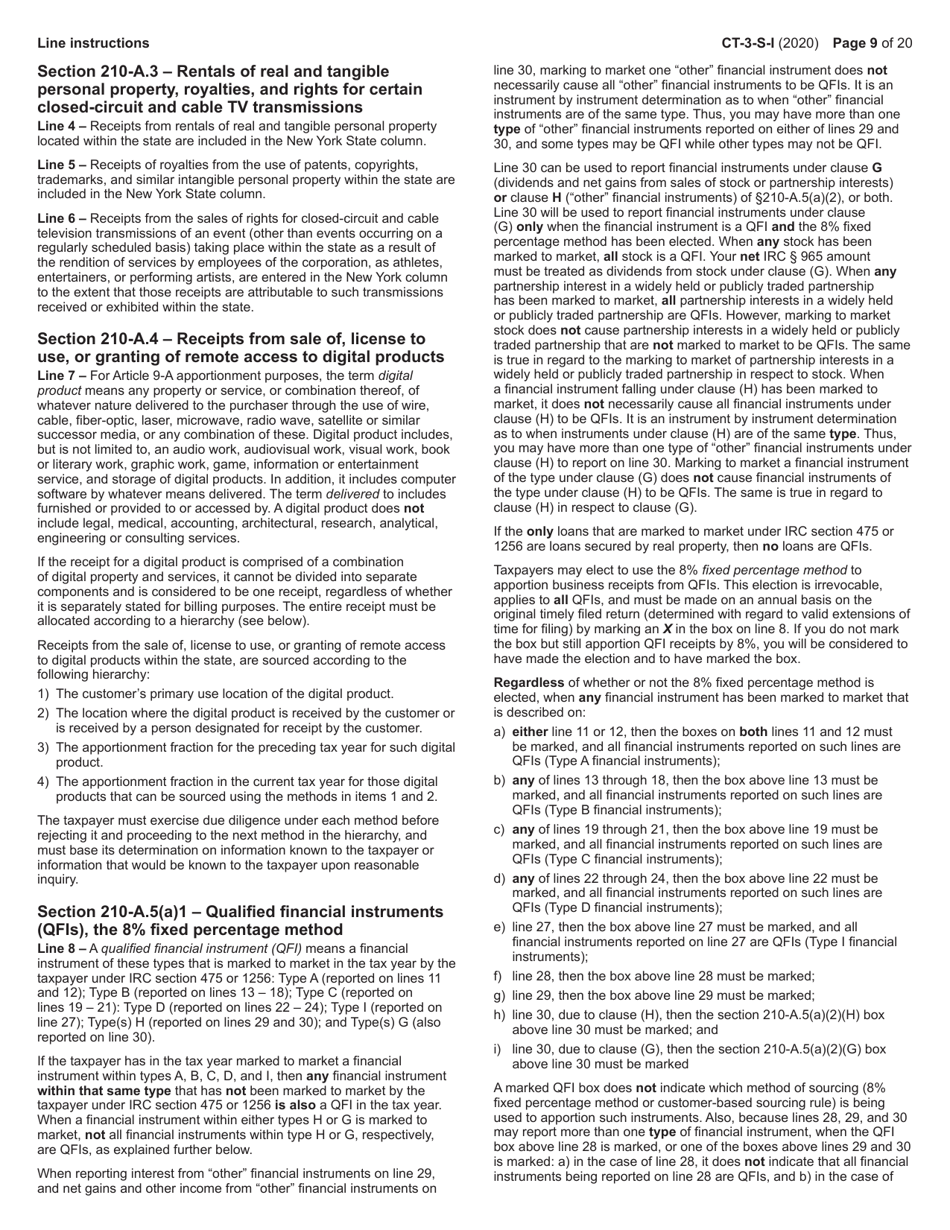 Download Instructions for Form CT-3-S New York S Corporation Franchise ...