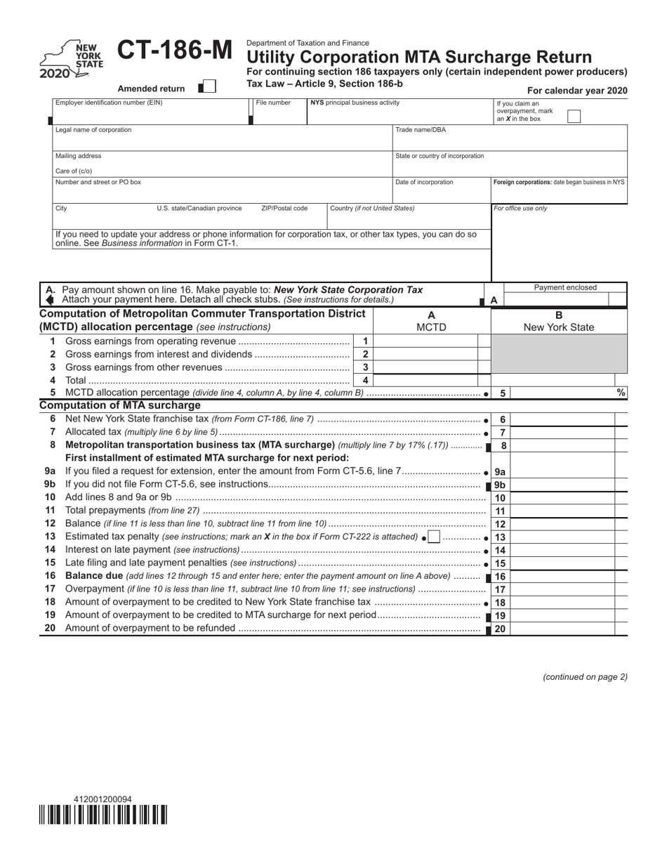 Form CT-186-M - 2020 - Fill Out, Sign Online and Download Printable PDF ...