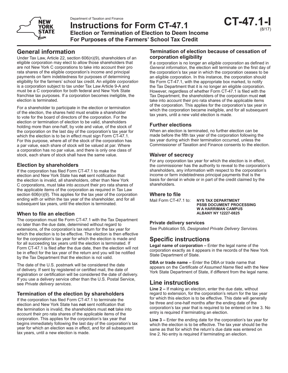 Download Instructions for Form CT-47.1 Election or Termination of ...