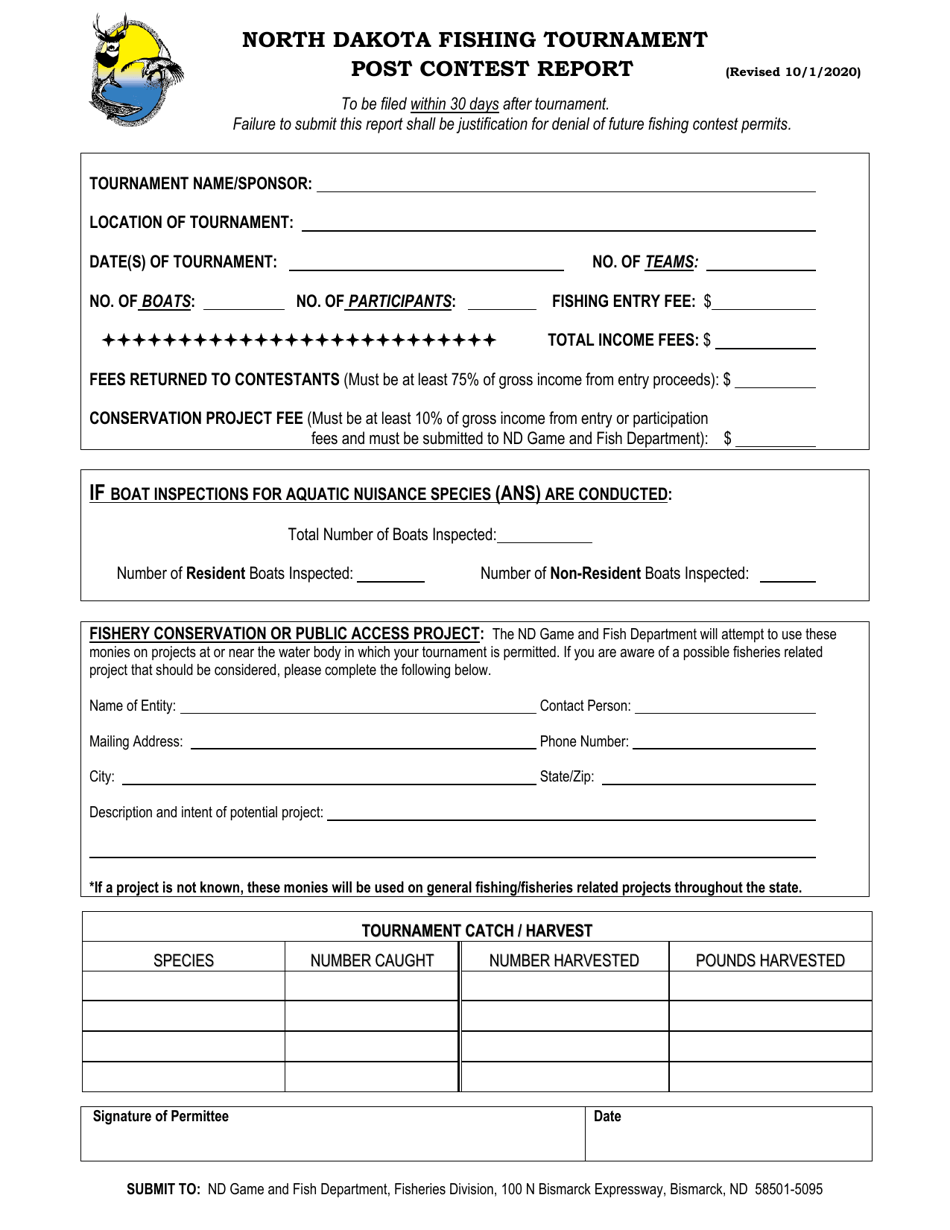 North Dakota Post Contest Report - North Dakota Fishing Tournament ...