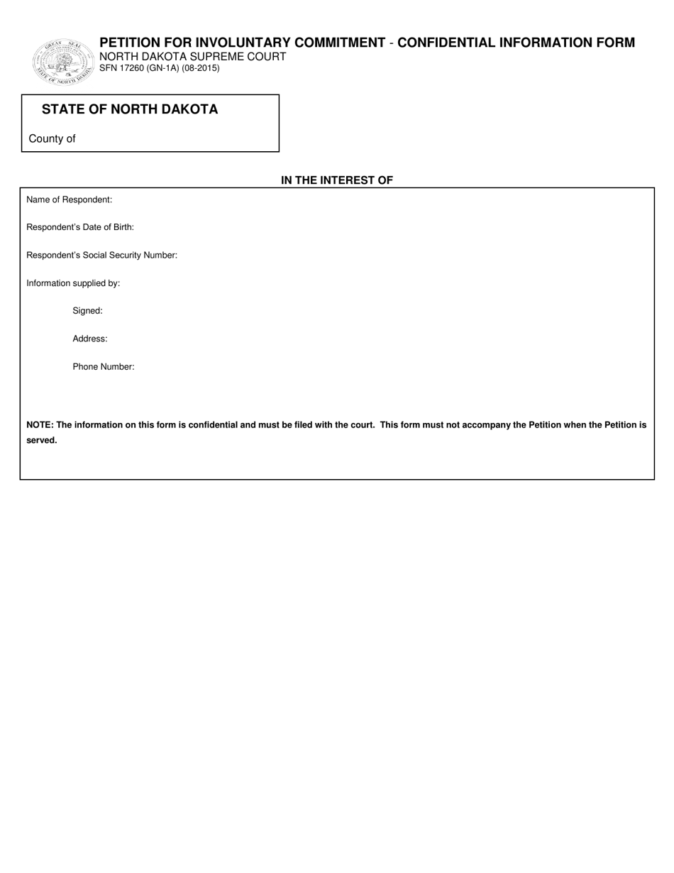 Form SFN17260 (GN-1A) - Fill Out, Sign Online and Download Fillable PDF ...