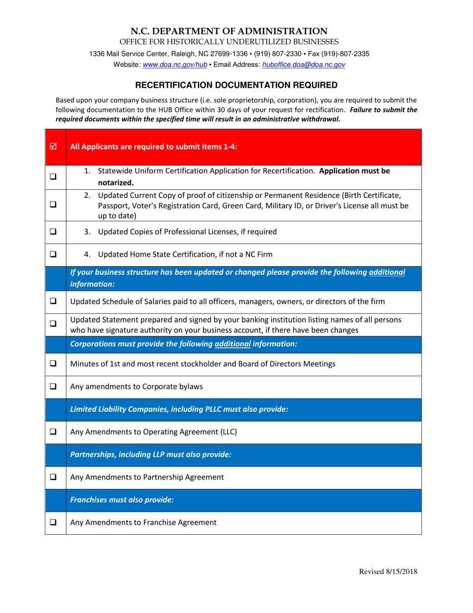 North Carolina Recertification Documentation Required - Fill Out, Sign ...