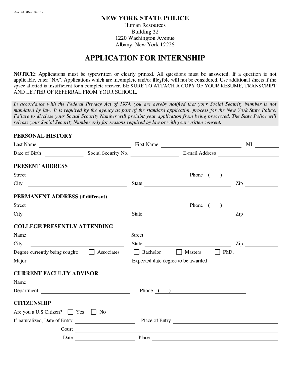 Form Pers.41 - Fill Out, Sign Online and Download Printable PDF, New ...
