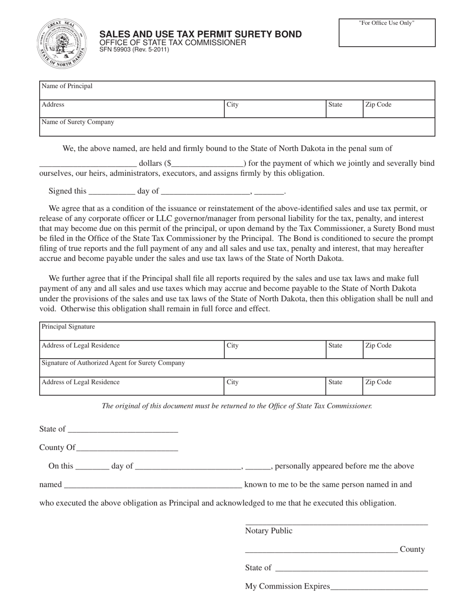 Form SFN59903 - Fill Out, Sign Online and Download Fillable PDF, North ...