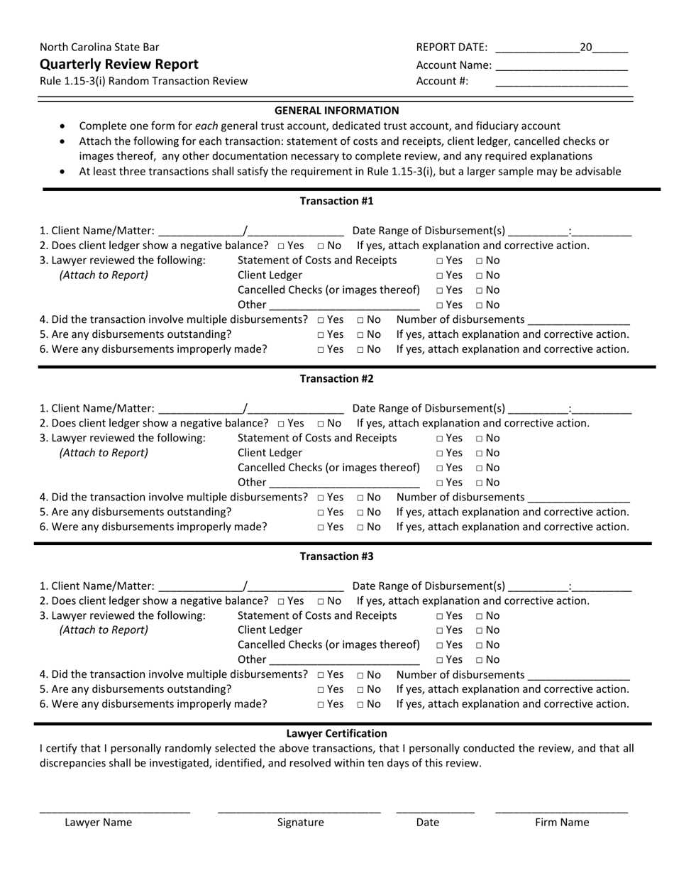 North Carolina Quarterly Review Report - Fill Out, Sign Online and ...