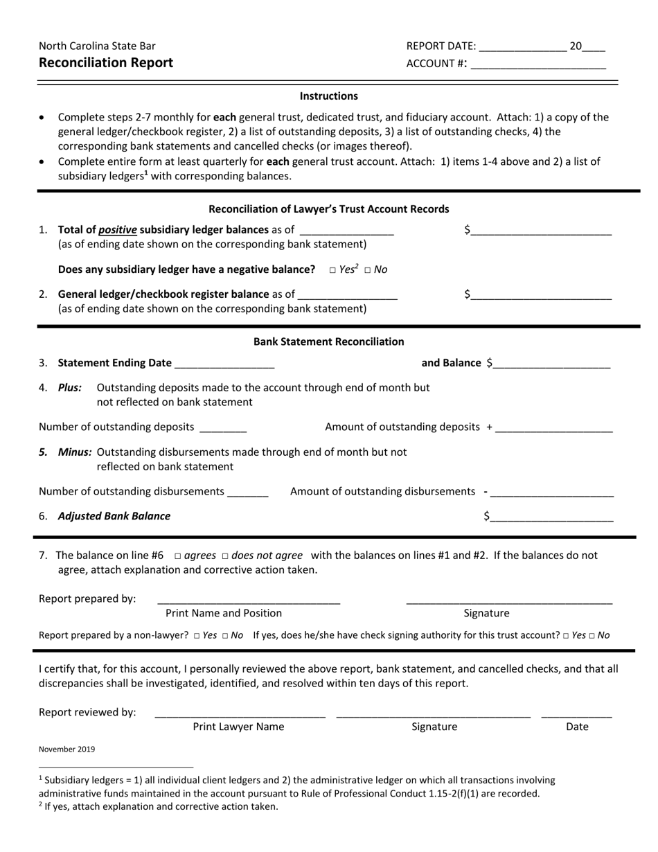 North Carolina Reconciliation Report - Fill Out, Sign Online and ...