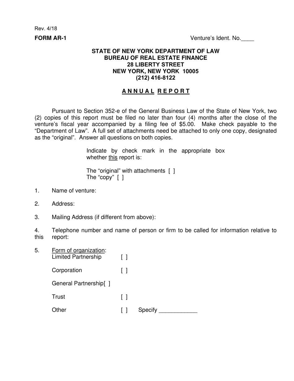 Form AR-1 - Fill Out, Sign Online and Download Printable PDF, New York ...