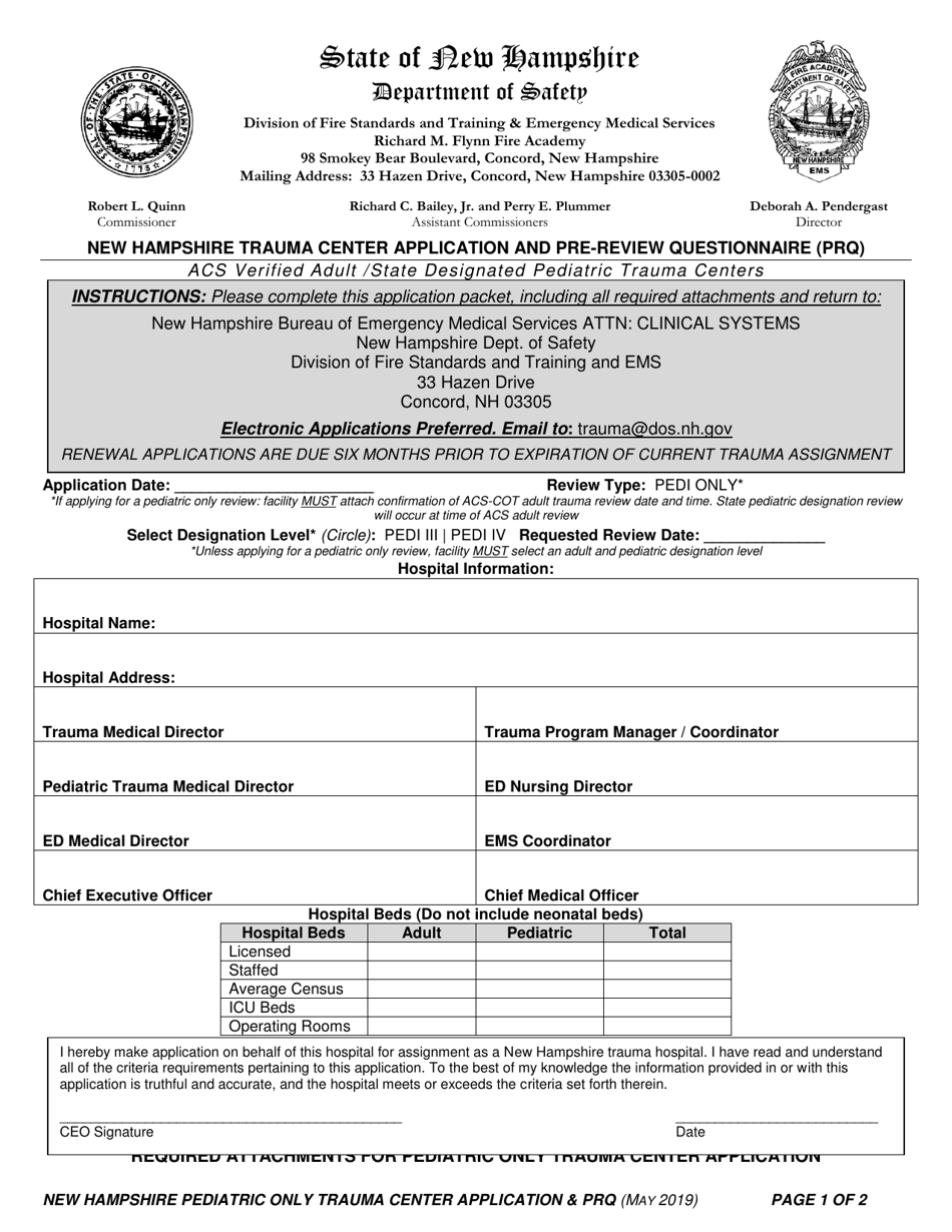 New Hampshire New Hampshire Trauma Center Application and Pre Review ...