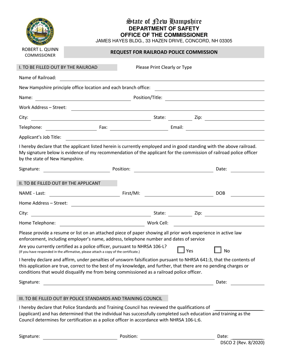 Form DSCO2 - Fill Out, Sign Online and Download Fillable PDF, New ...