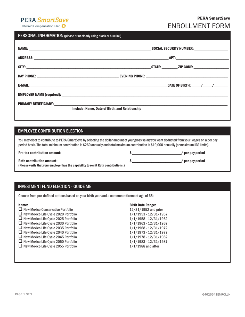 New Mexico Pera Smartsave Enrollment Form - Fill Out, Sign Online and ...