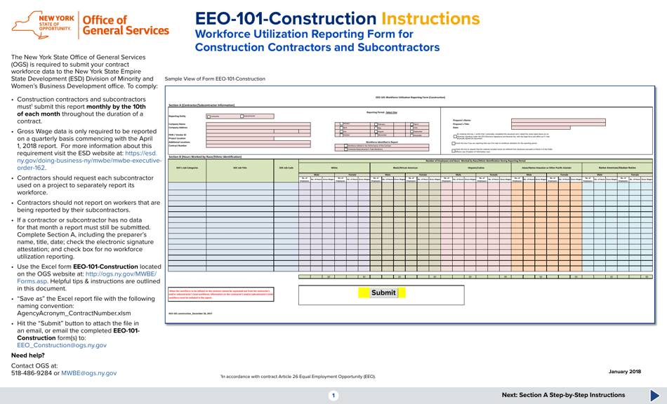 Download Instructions for Form EEO-101-CONSTRUCTION Workforce ...