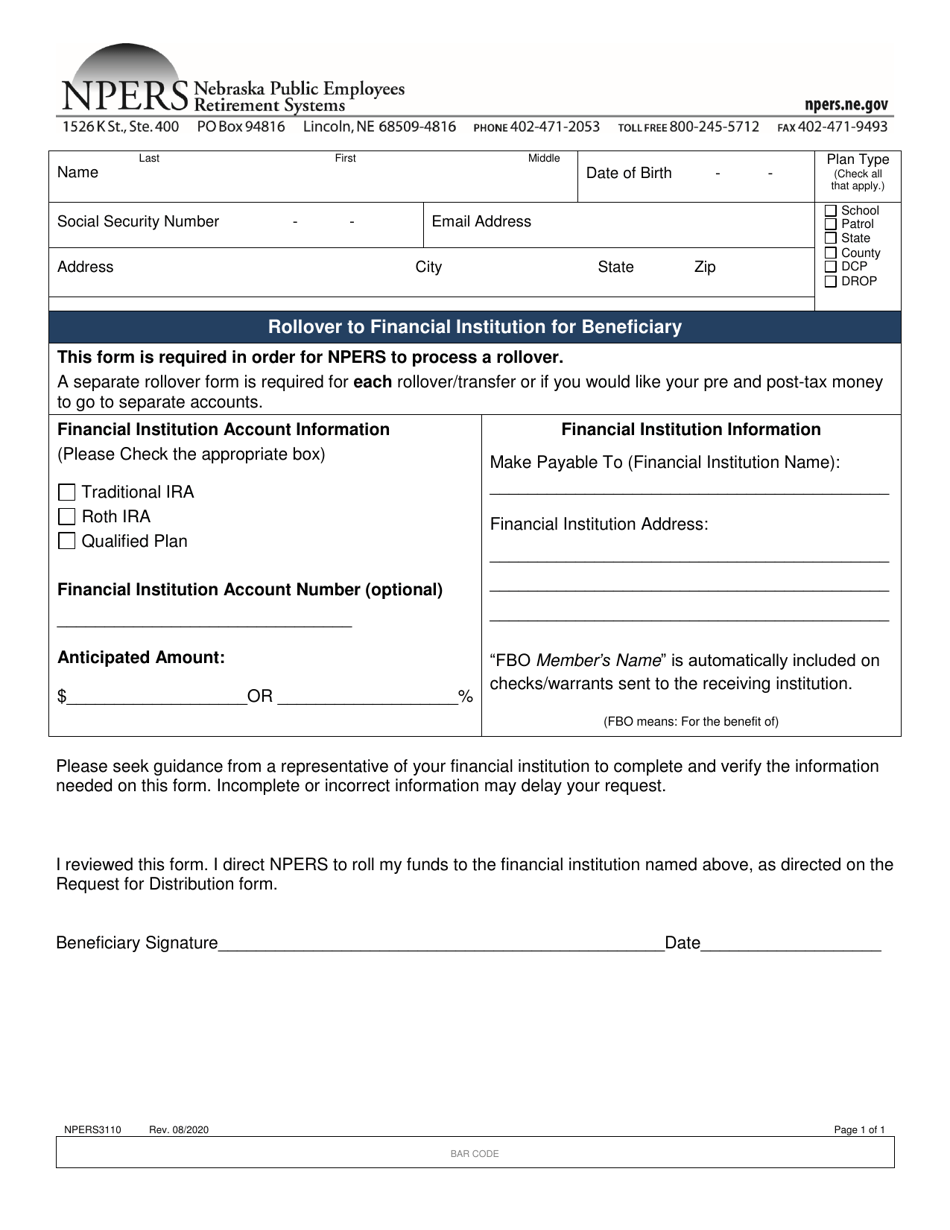Form NPERS3110 - Fill Out, Sign Online and Download Fillable PDF ...