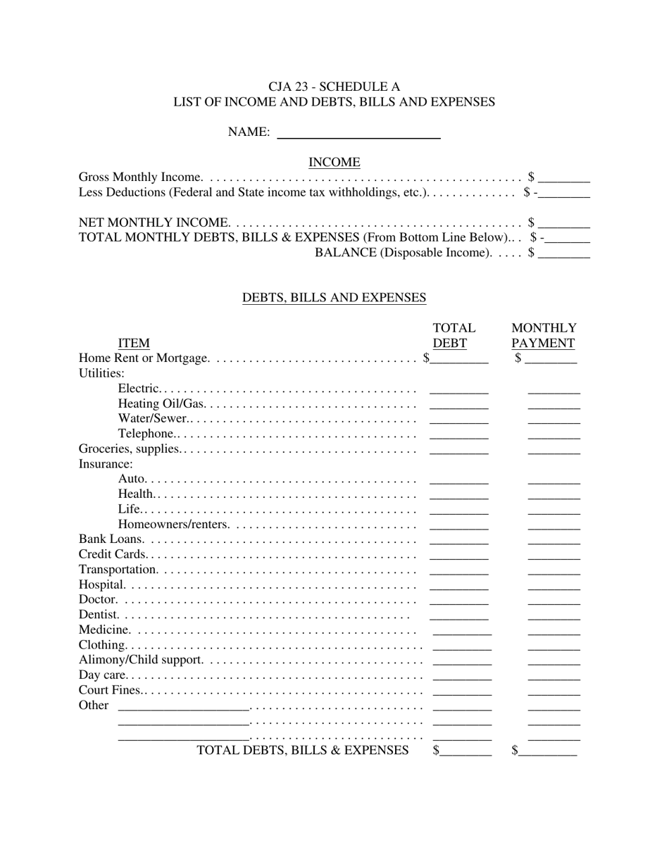 Form CJA23 Schedule A - Fill Out, Sign Online and Download Printable ...