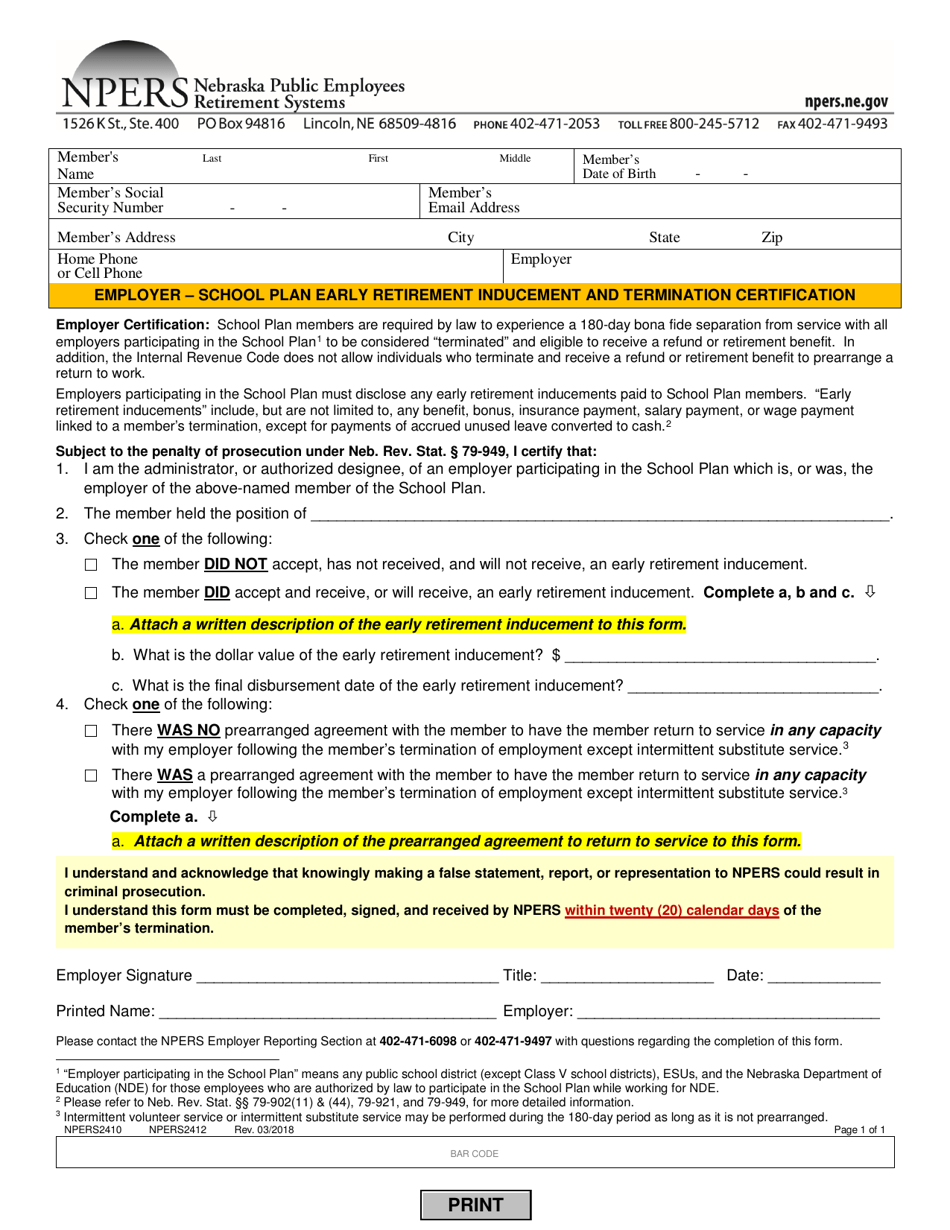 Form NPERS2410 - Fill Out, Sign Online and Download Fillable PDF ...