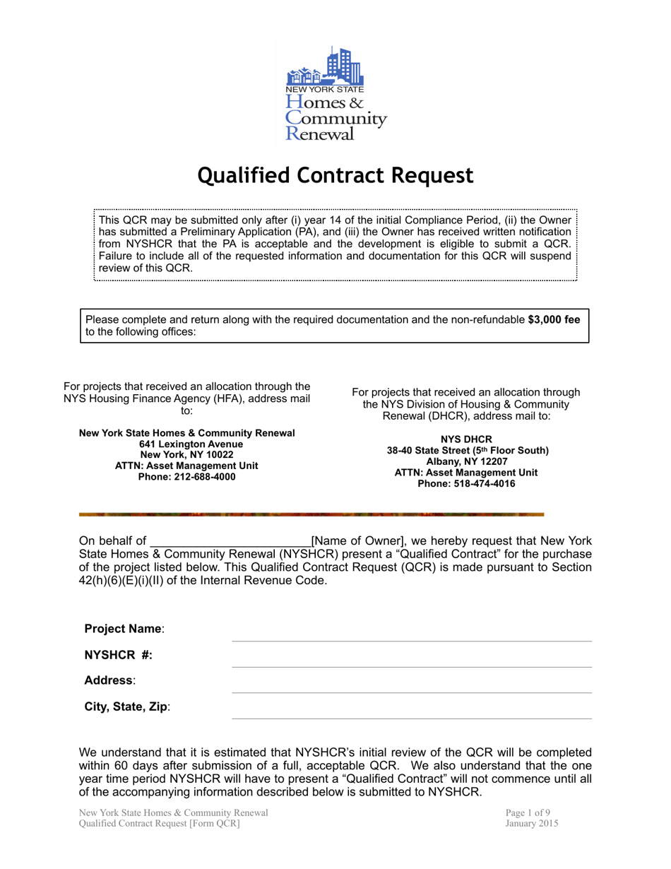 Form QCR - Fill Out, Sign Online and Download Printable PDF, New York ...