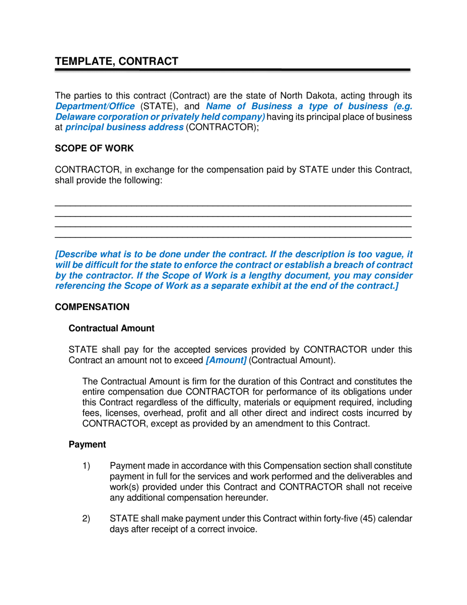 North Dakota Personal Service Contract Template - Fill Out, Sign Online ...
