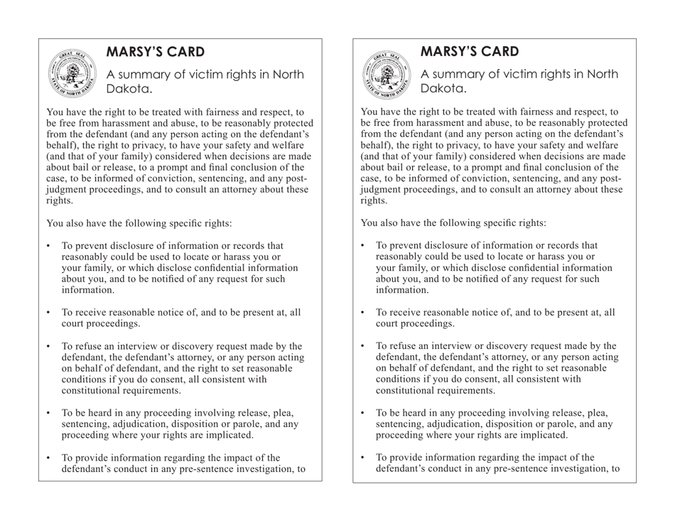 North Dakota Marsy's Card - Fill Out, Sign Online and Download PDF ...