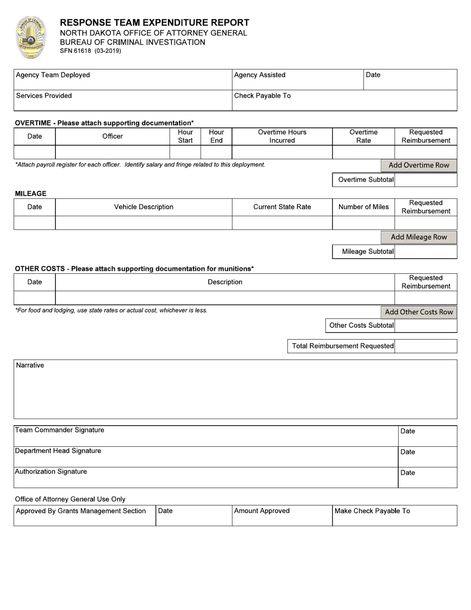 Form SFN61618 - Fill Out, Sign Online and Download Fillable PDF, North ...