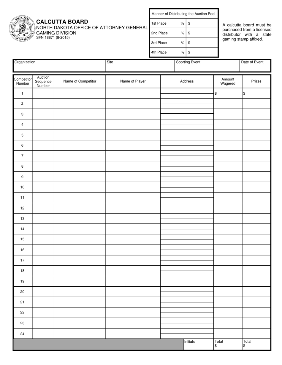 Form SFN18871 - Fill Out, Sign Online and Download Printable PDF, North ...