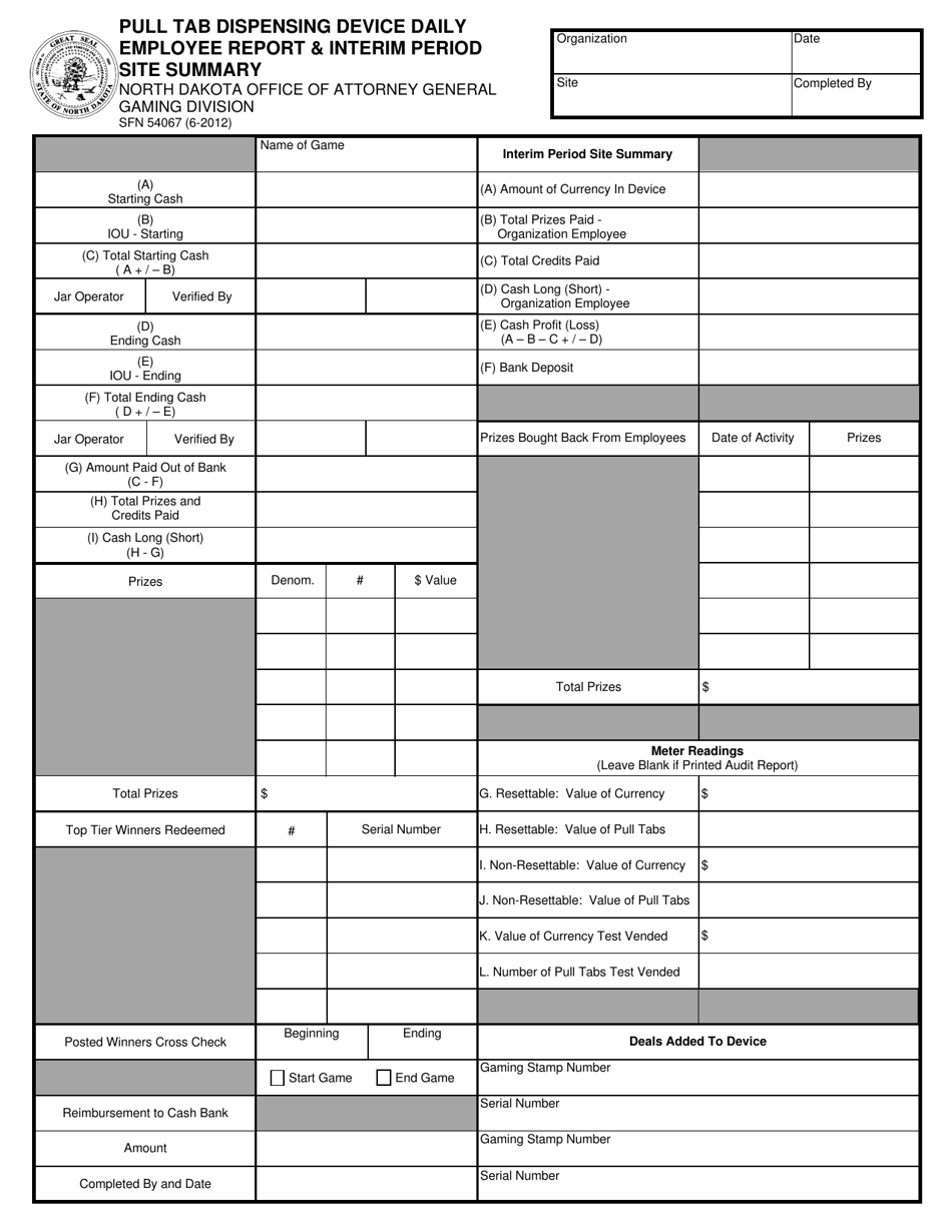 Form SFN54067 - Fill Out, Sign Online and Download Printable PDF, North ...